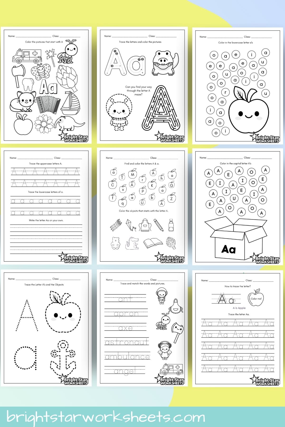 Letter A Worksheets - Bright Star Worksheets