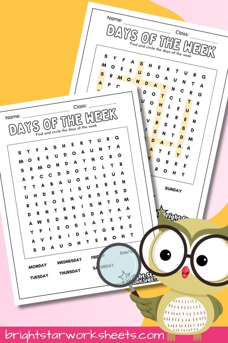 Days of the Week Tracing Worksheet (Free Printable) - Bright Star ...